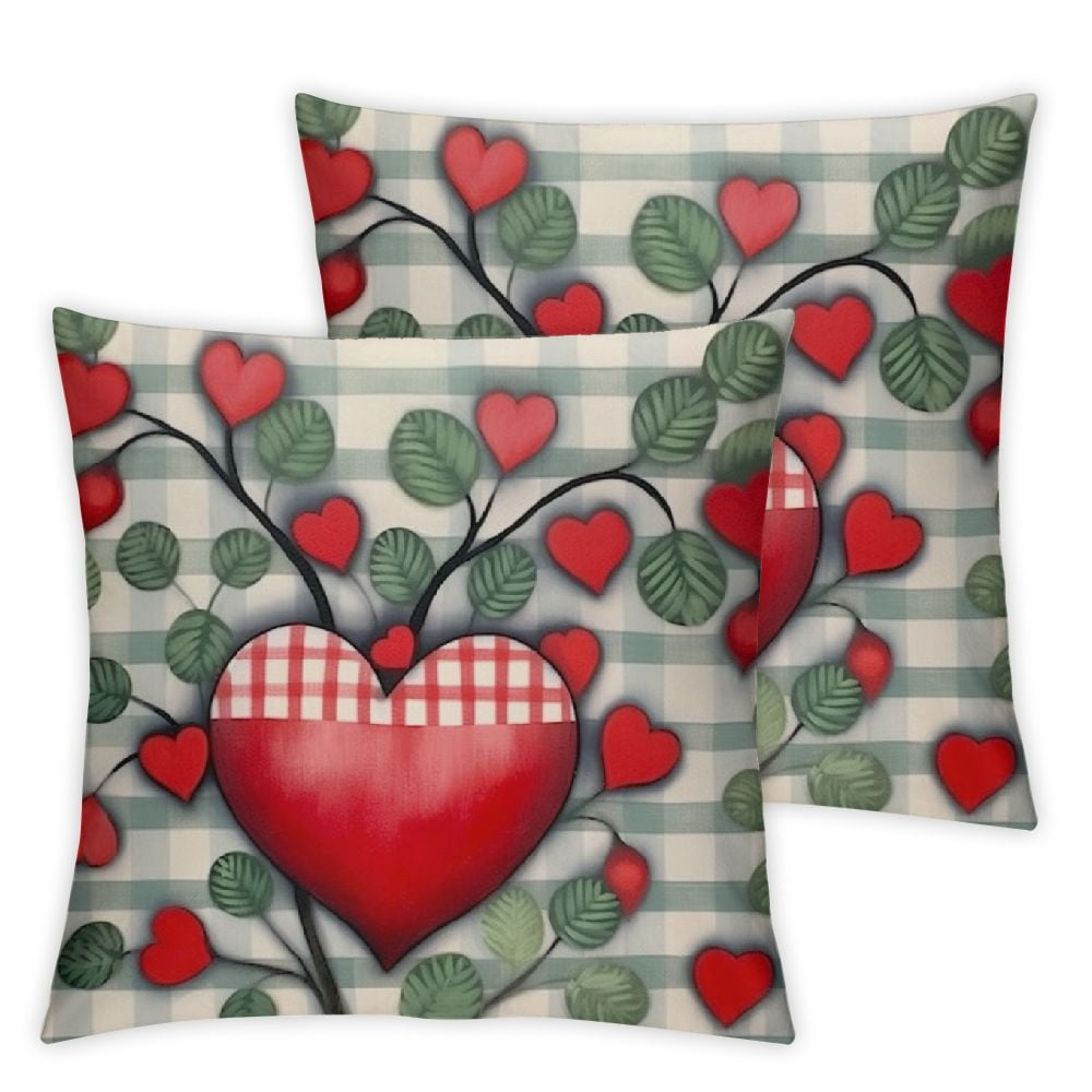COMIO Valentine's Day Polka Dot Stripes Love Hearts Throw Pillow Cover ...