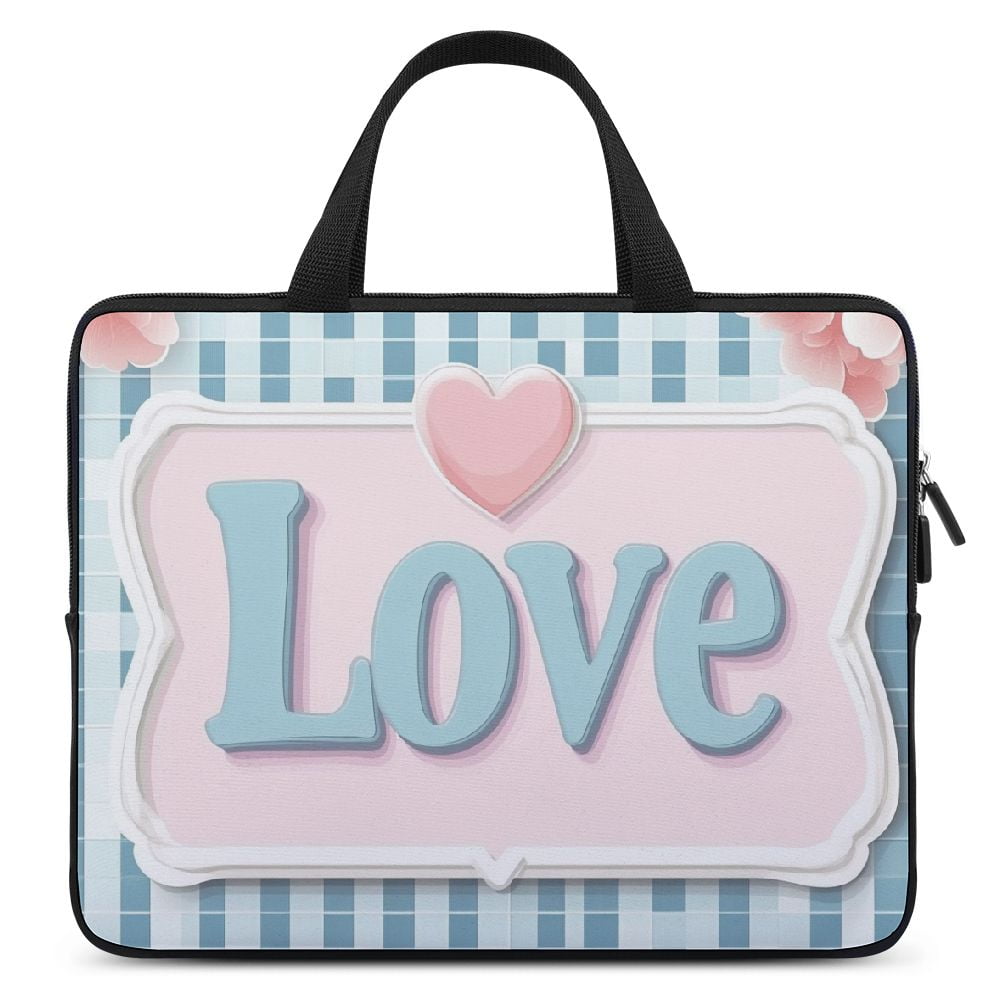 COMIO Valentine's Day Theme Buffalo Lattice and Blue LOVE Laptop Bag ...