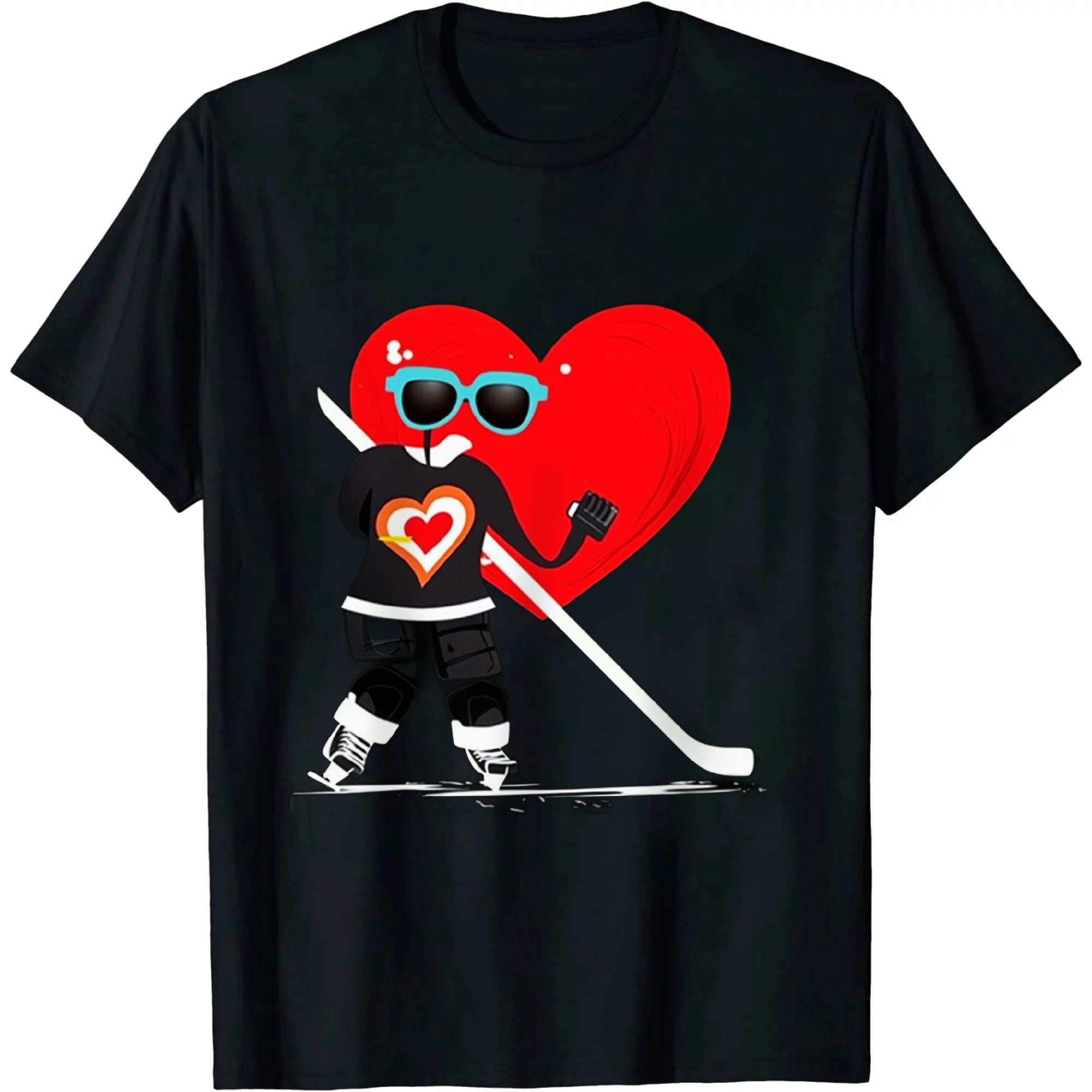 COMIO Valentines Day Dabbing Heart Hockey Stick Puck Dab T-Shirt ...