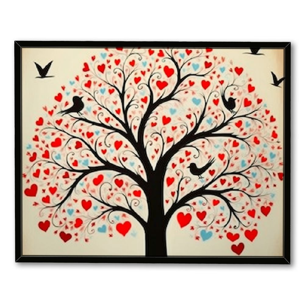 COMIO Valentines Day Red Love Heart Canvas Prints Wall Art with Black ...
