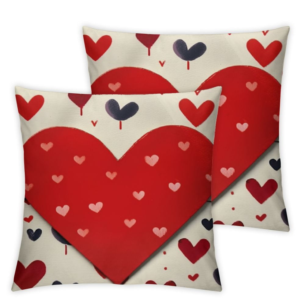 COMIO Valentines Pillow Covers, Cream Red Love Heart Envelope Pattern ...
