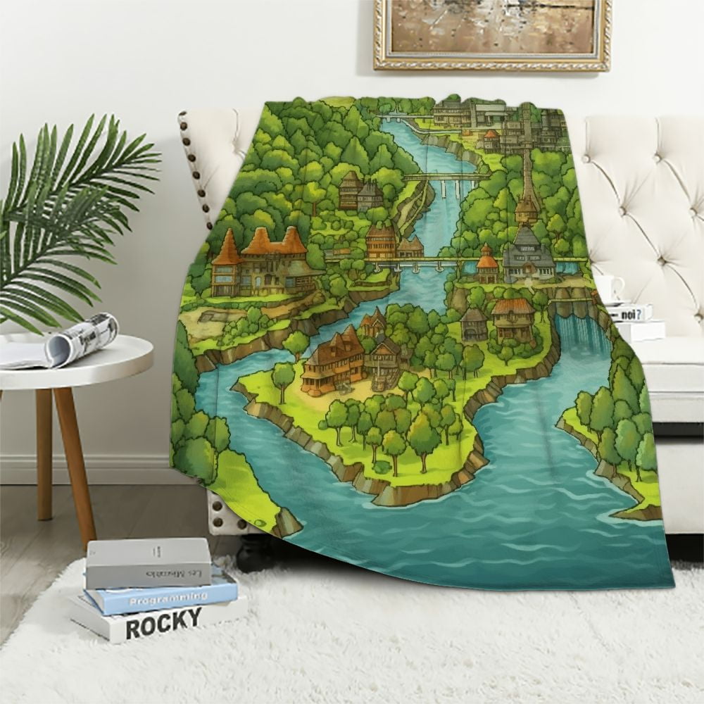 COMIO Valley Map Throw Blanket Soft Warm Bed Blanket for Travelling ...