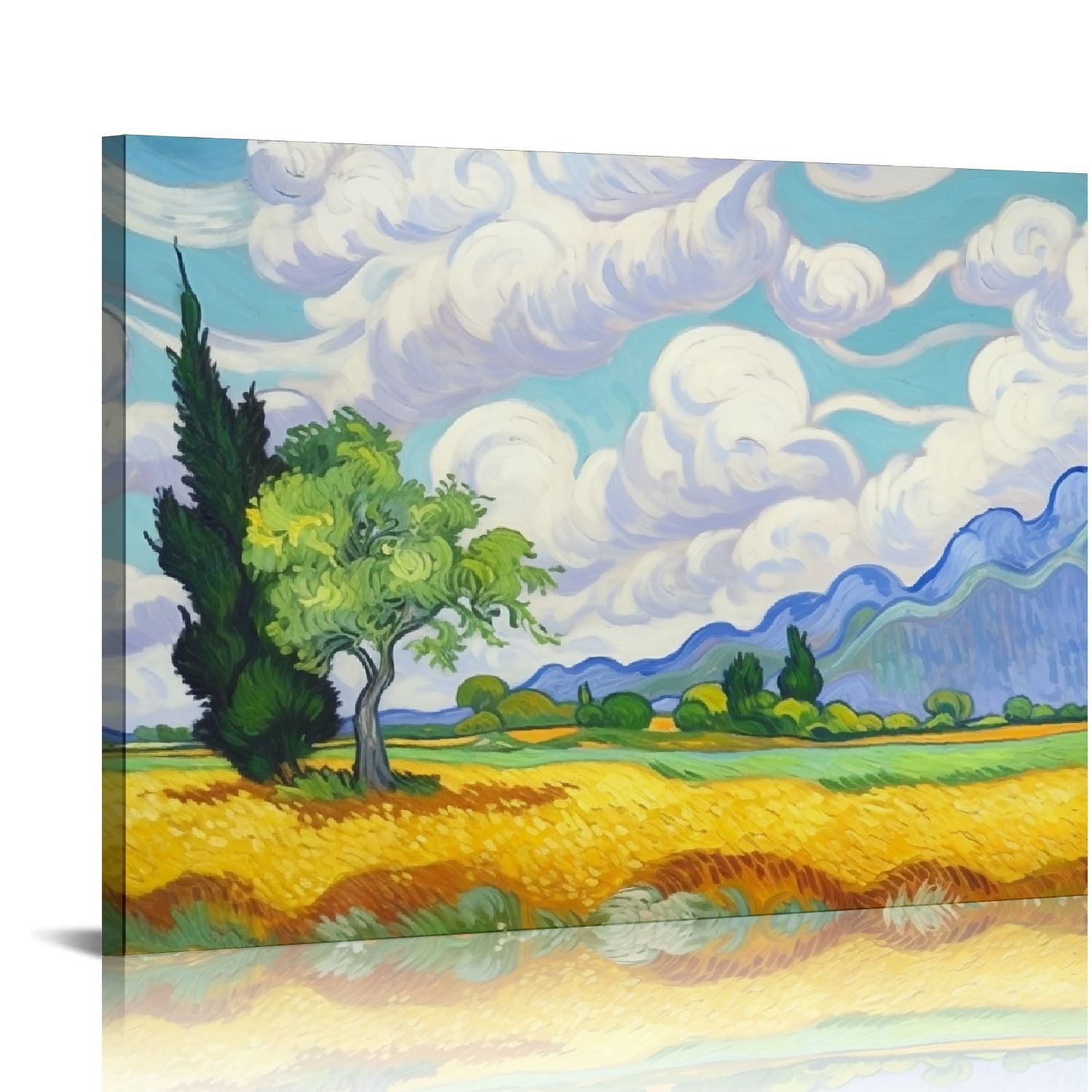 COMIO Van Gogh Wall Art Canvas Wheat Field with Cypresses Poster Van ...