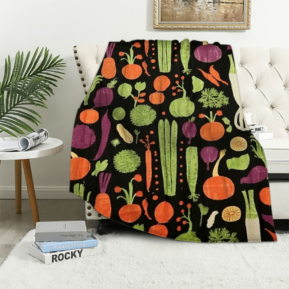 COMIO Vegetable Throw Blanket, Healthy Themed Food Pattern with ...