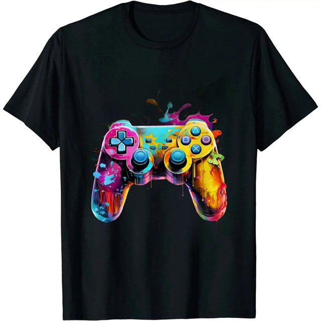 COMIO Video Game Controller Paint Drip Colorful Gamers Gaming T-Shirt ...
