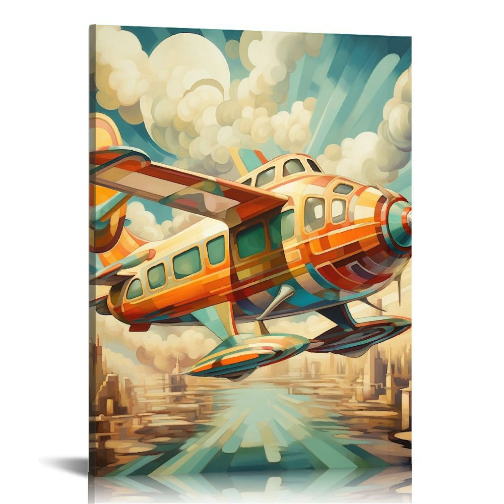 COMIO Vintage Aircraft Canvas Wall Art Airplane Take Off Print Picture ...