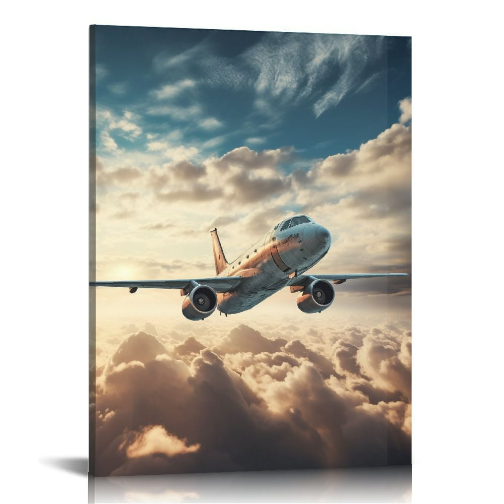 COMIO Vintage Airplane Decor Airplane Canvas Wall Art USA Military ...