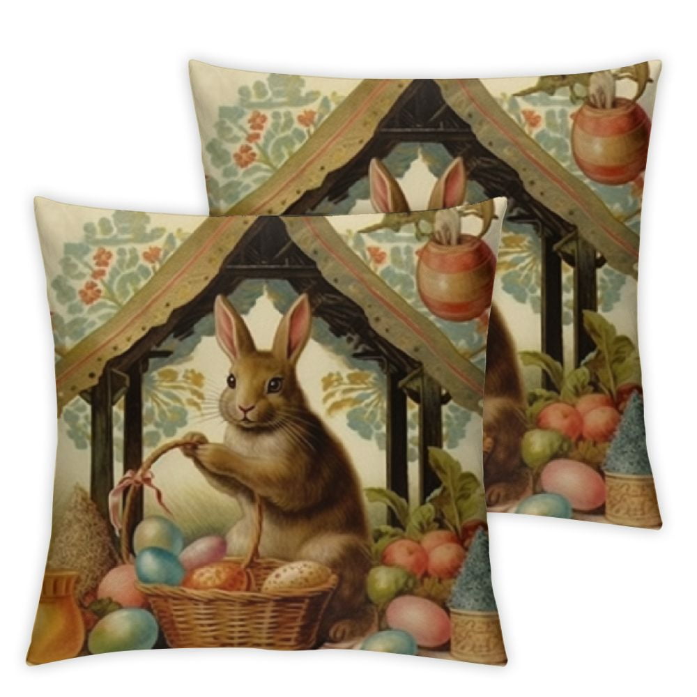 MLJA Vintage Animal Rabbit Bunny with Quote Lettering Decorative Pillow ...