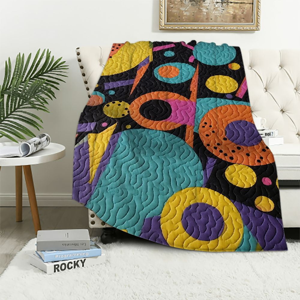 COMIO Vintage Bedspread, Funky Geometric 80s Memphis Fashion Style ...