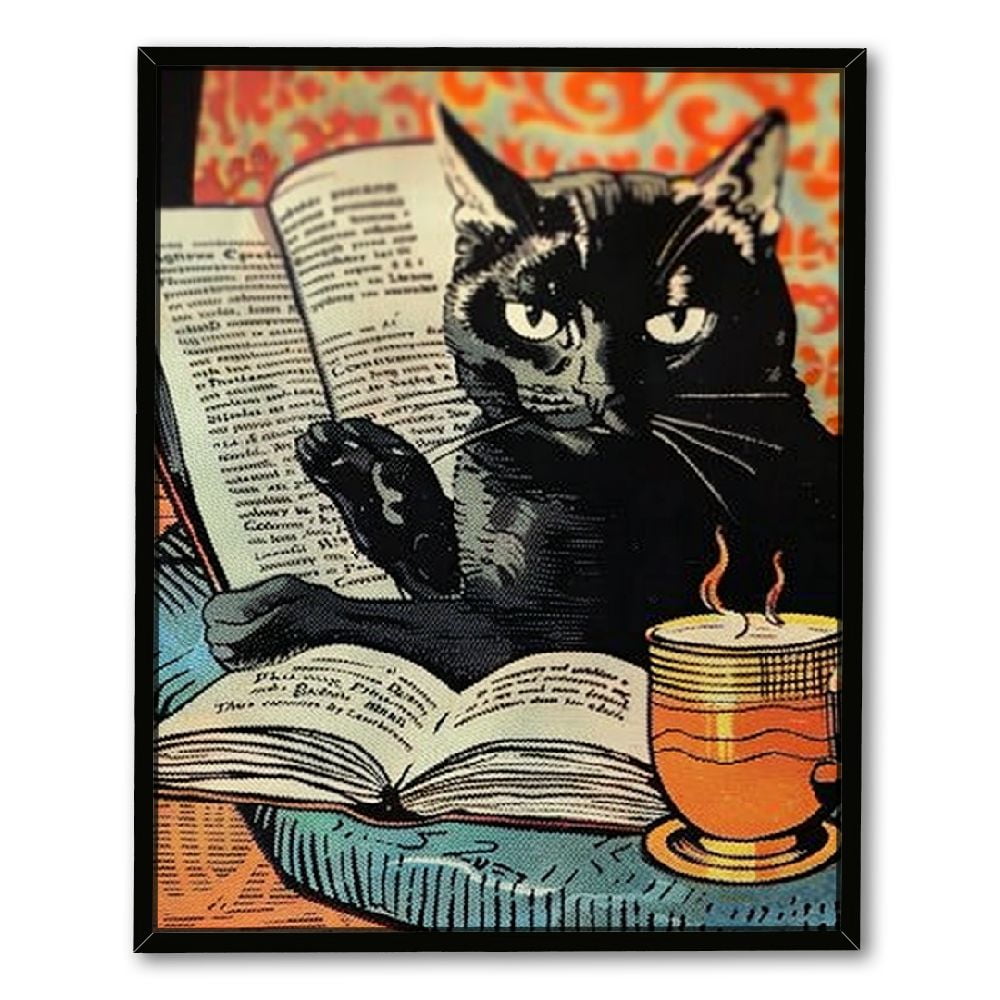COMIO Vintage Black Cat Wall Decor, Funny Read Cats Wall Art Kitchen ...