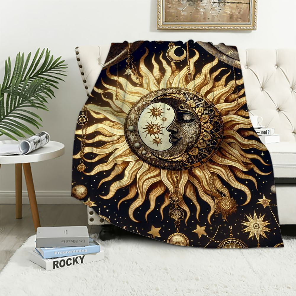 COMIO Vintage Boho Sun and Moon Blanket Gifts for Adults for Bed Living ...