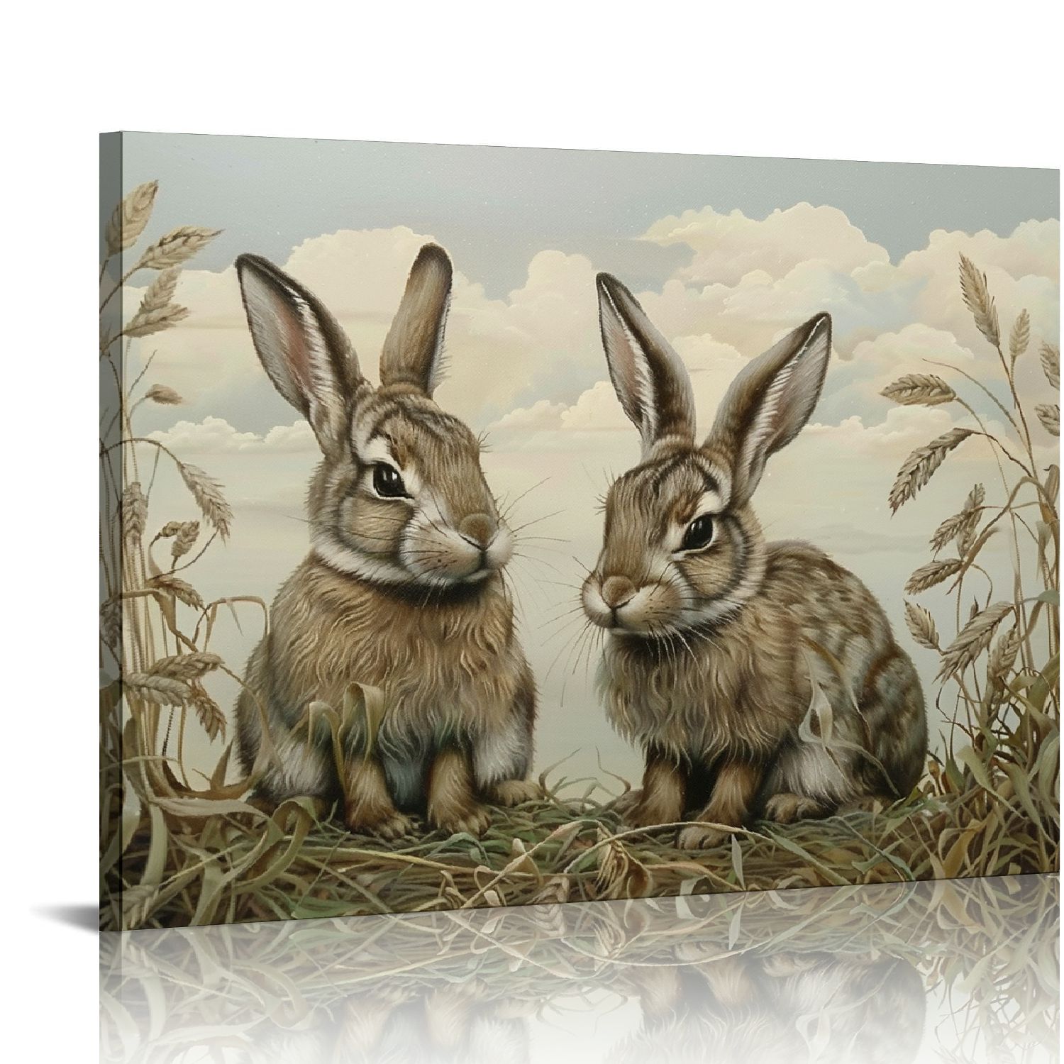 COMIO Vintage Bunny Canvas Wall Art Farmhouse Rabbit Posters For Wall ...
