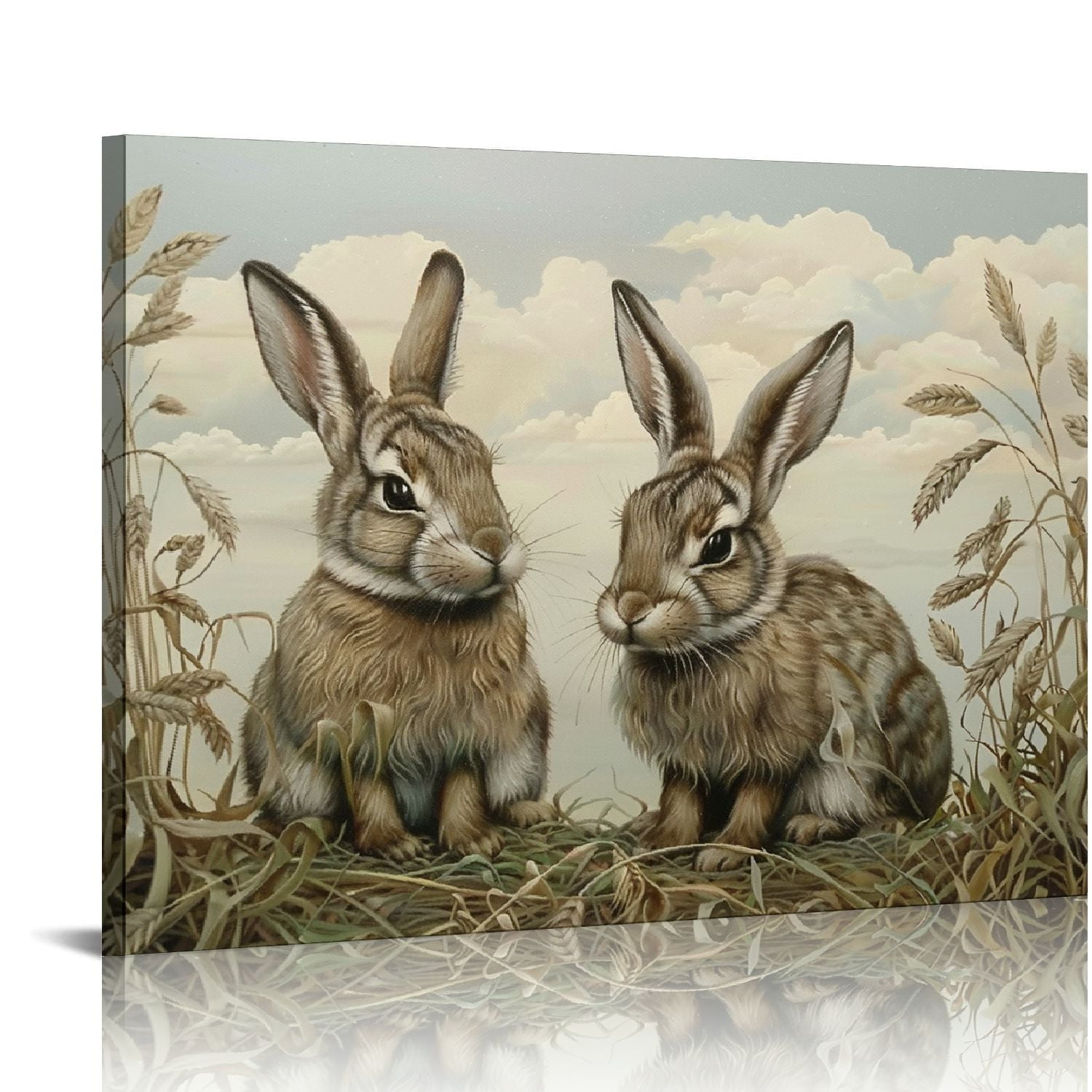 COMIO Vintage Bunny Canvas Wall Art Farmhouse Rabbit Posters For Wall ...