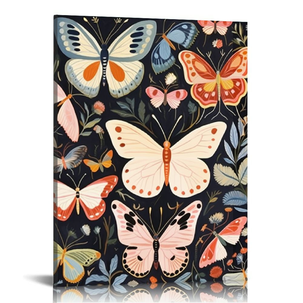 COMIO Vintage Butterfly Painting Watercolor Plant Poster Butterfly ...
