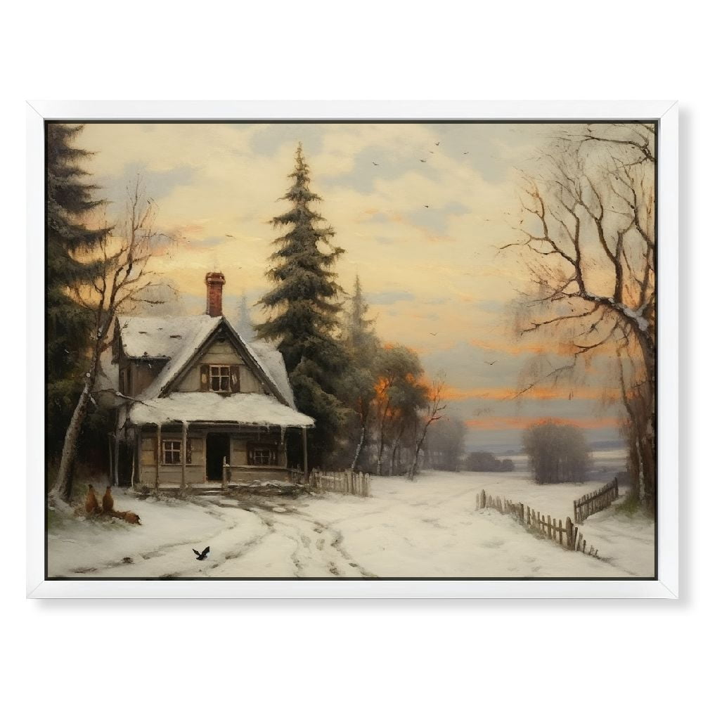 COMIO Vintage Christmas Wall Art Retro Cottage Rustic Nature Landscape ...
