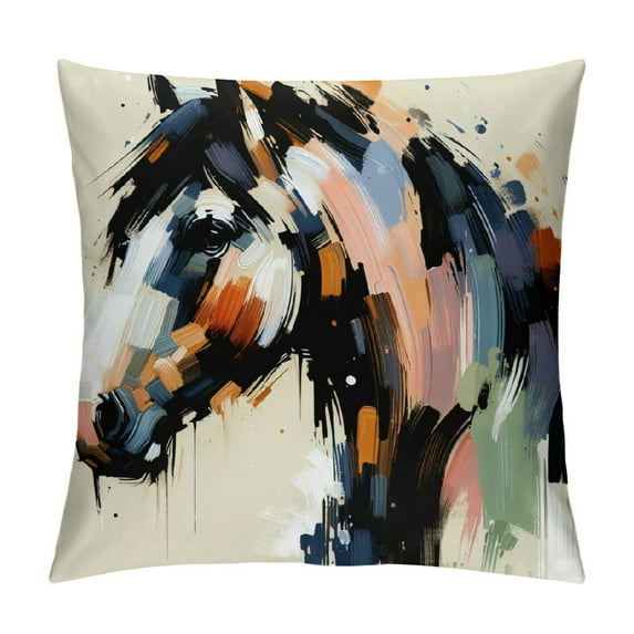 COMIO Vintage Decor Peeling Paint Style with White Horse Print Pattern ...