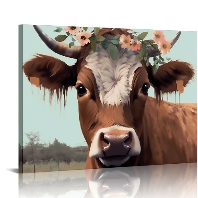 COMIO Vintage Farmhouse Cow Wall Decor, Retro Highland Cow Wall Art ...