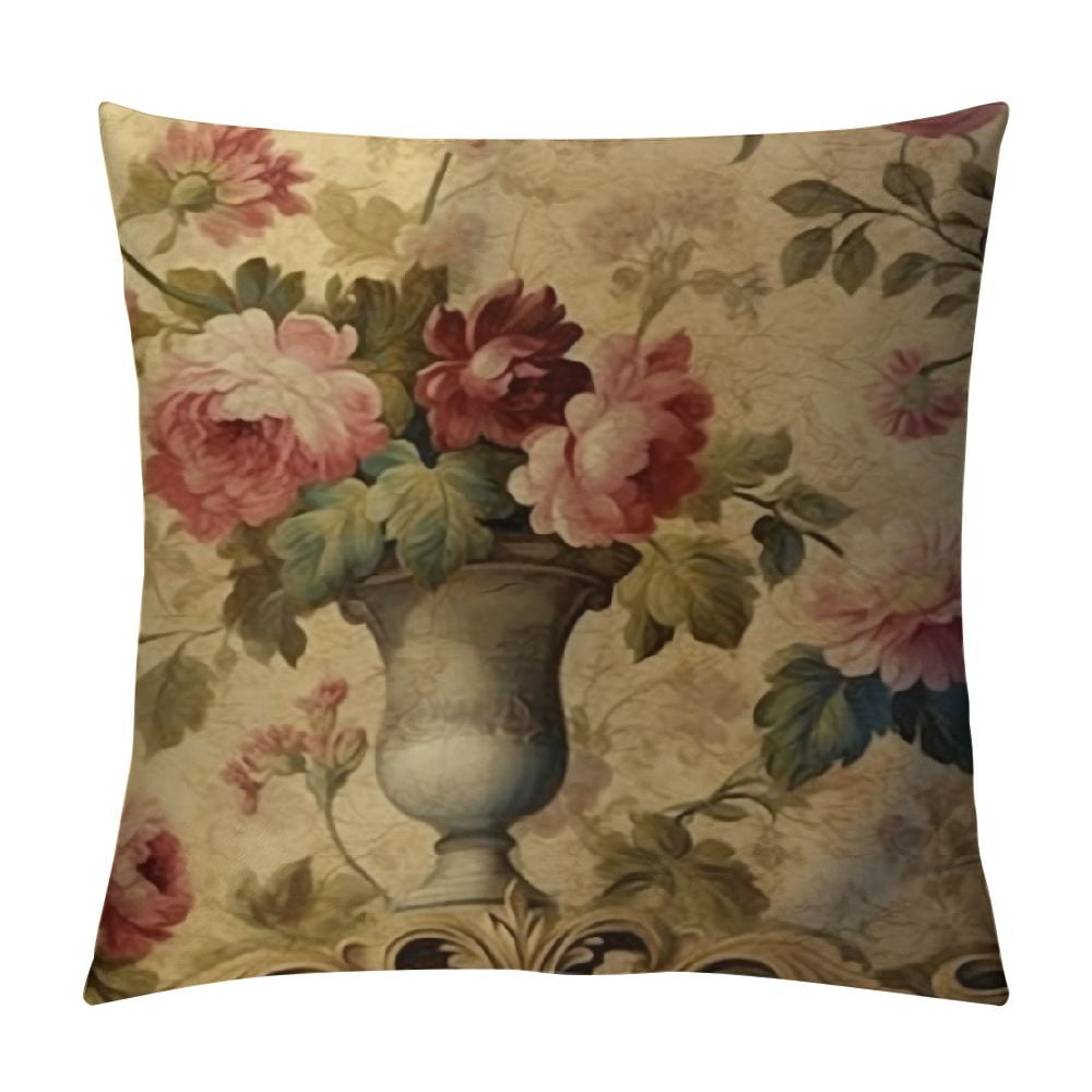 COMIO Vintage Floral Elegant Victorian Rustic Grunge Throw Pillow ...