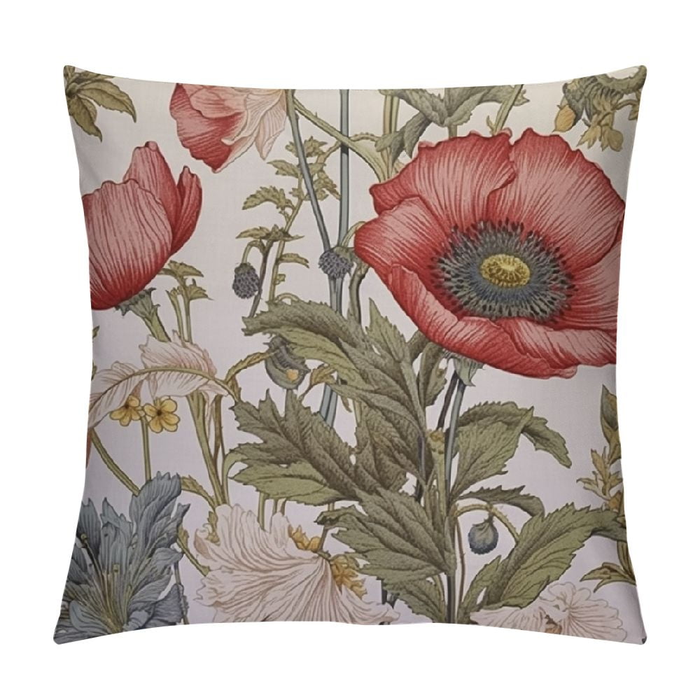 COMIO Vintage Flowers Pillow Cover Rustic Decorative Square Throw ...