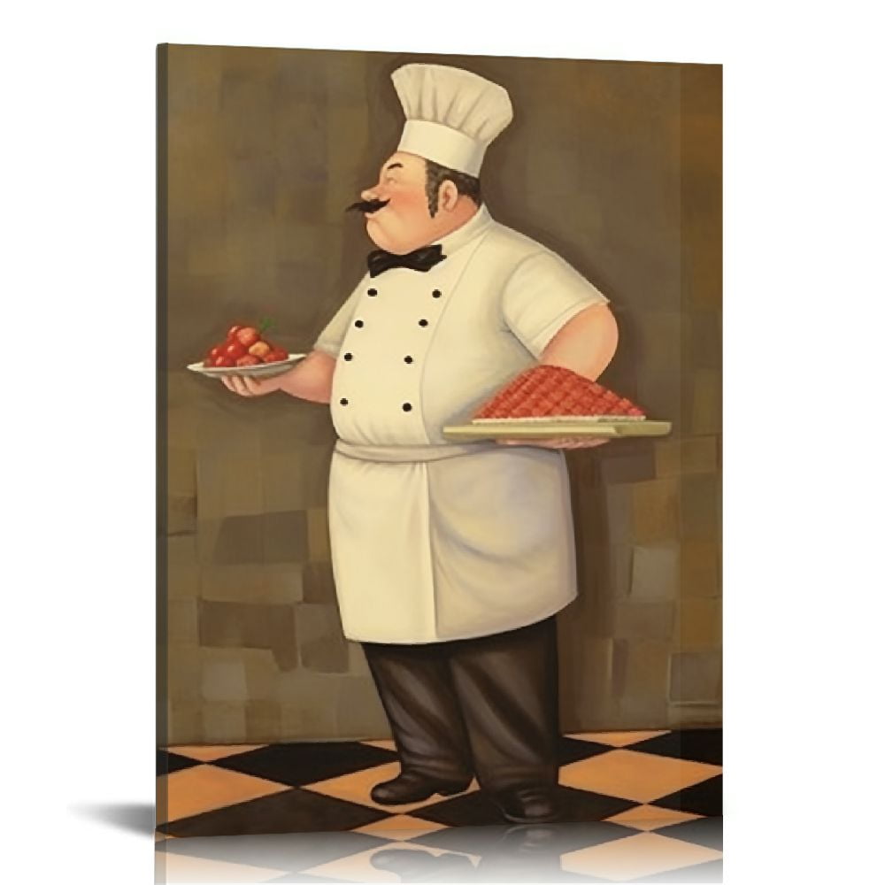 COMIO Vintage French Chef Canvas Wall Art Modern Cooking Picture for ...