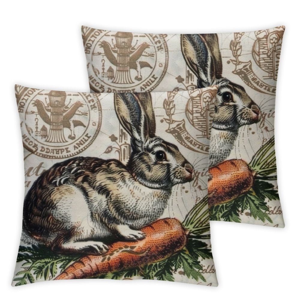 COMIO Vintage French Rabbit Bunny Pillow Cover Easter Decorations Cute ...