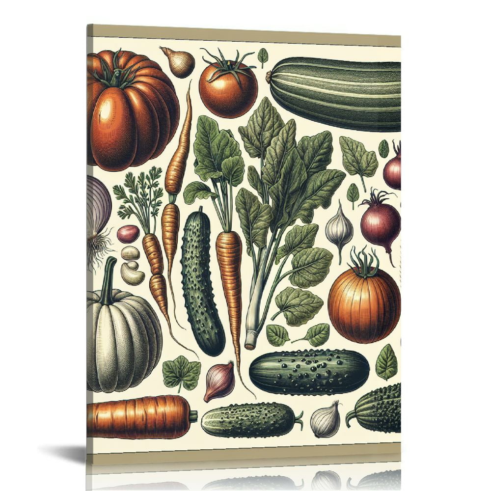 COMIO Vintage Fruits & Vegetables Poster Prints - Botanical ...
