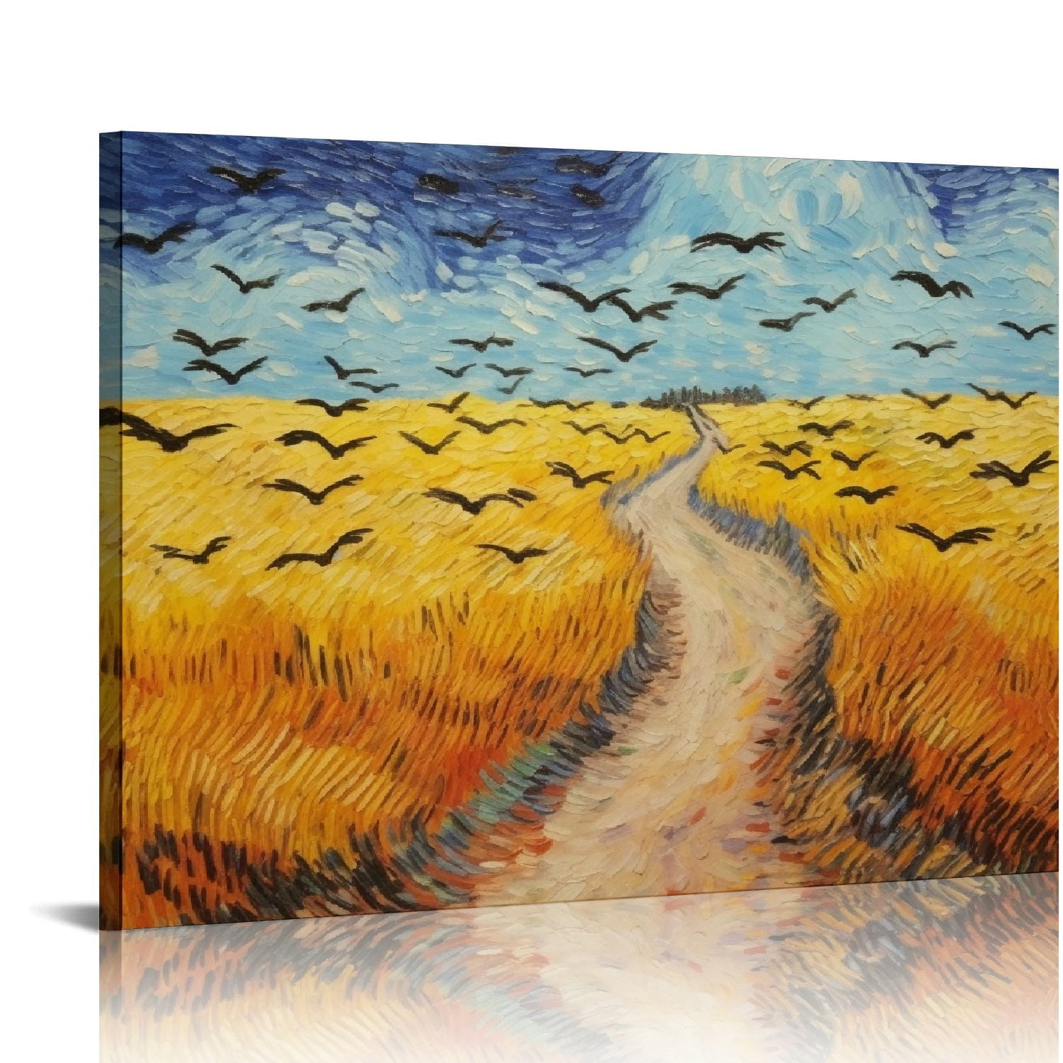 COMIO Vintage Gold Framed Wall Art, Wheat Field Scenery Van Gogh Retro ...
