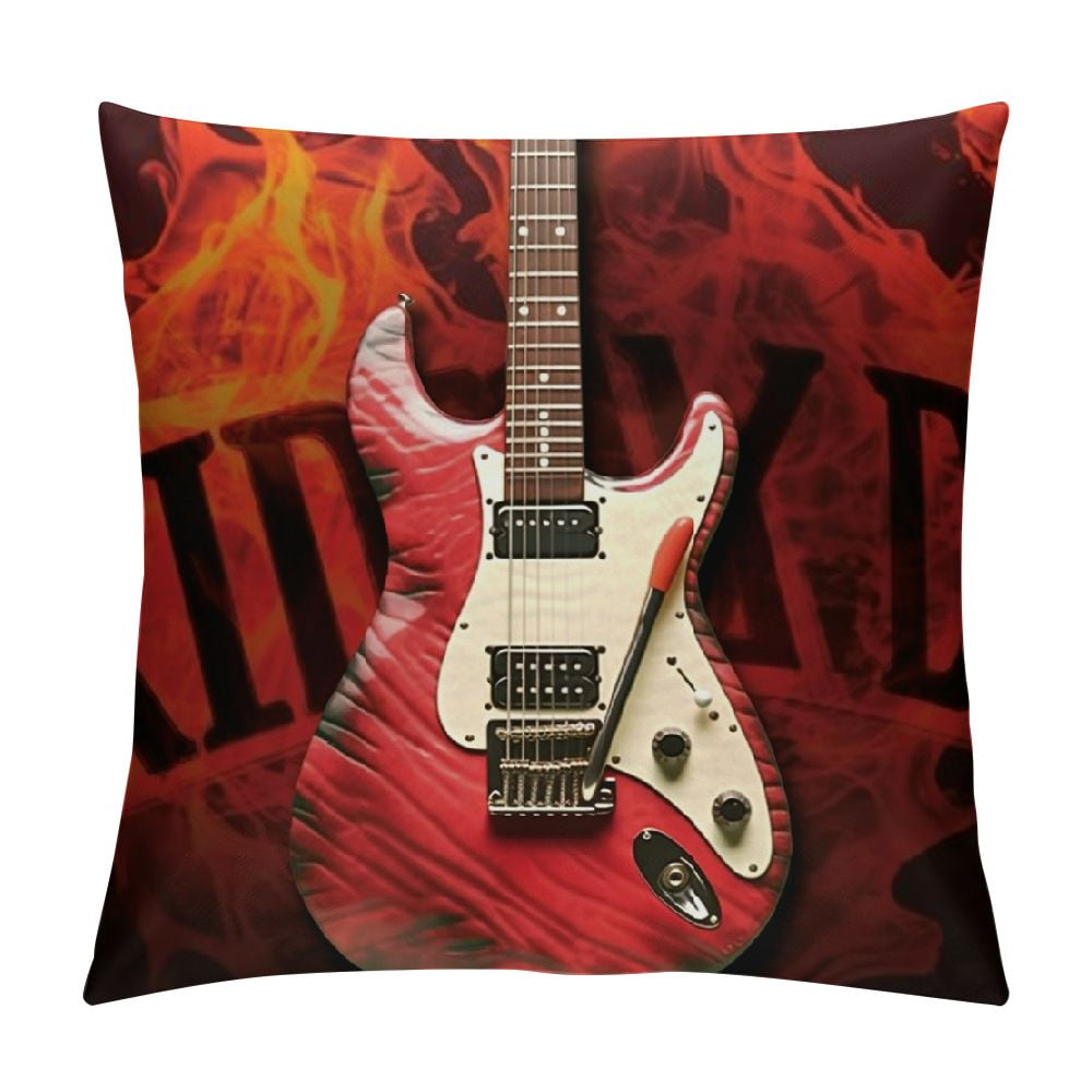 MLJA Vintage Guitar Throw Pillow Covers Music Quotes Words Pillow Cases ...