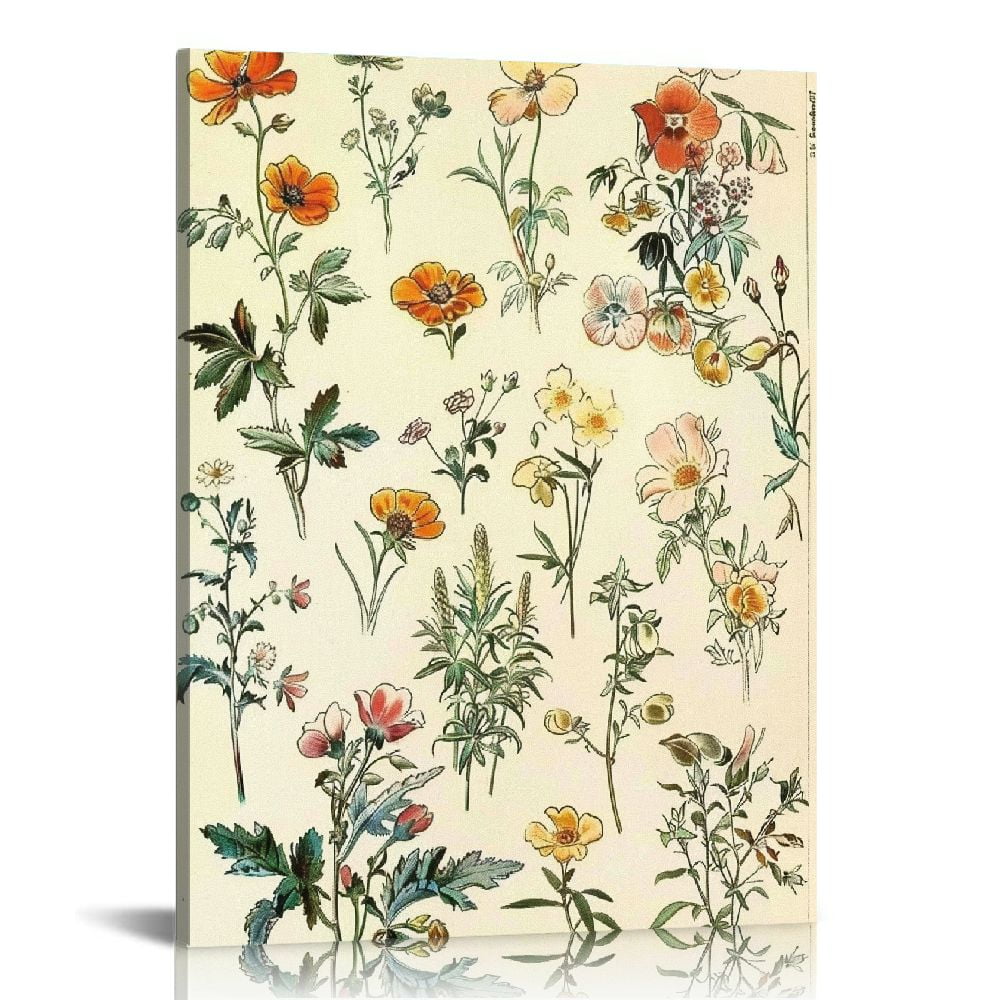 COMIO Vintage Hanging Poster,Flowers Wall Hanging Botanical Rustic ...
