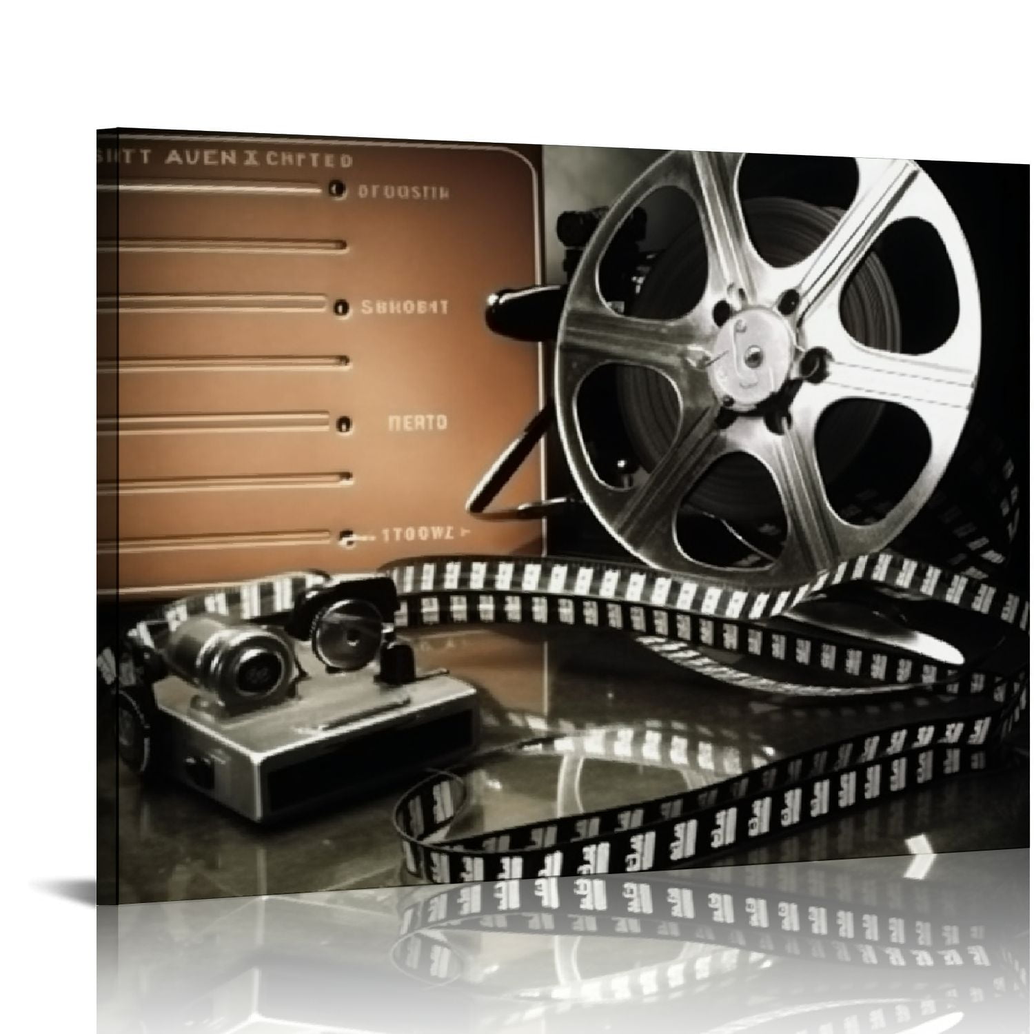 COMIO Vintage Home Movie Theater Themed Canvas Wall Art Old Film Camera ...