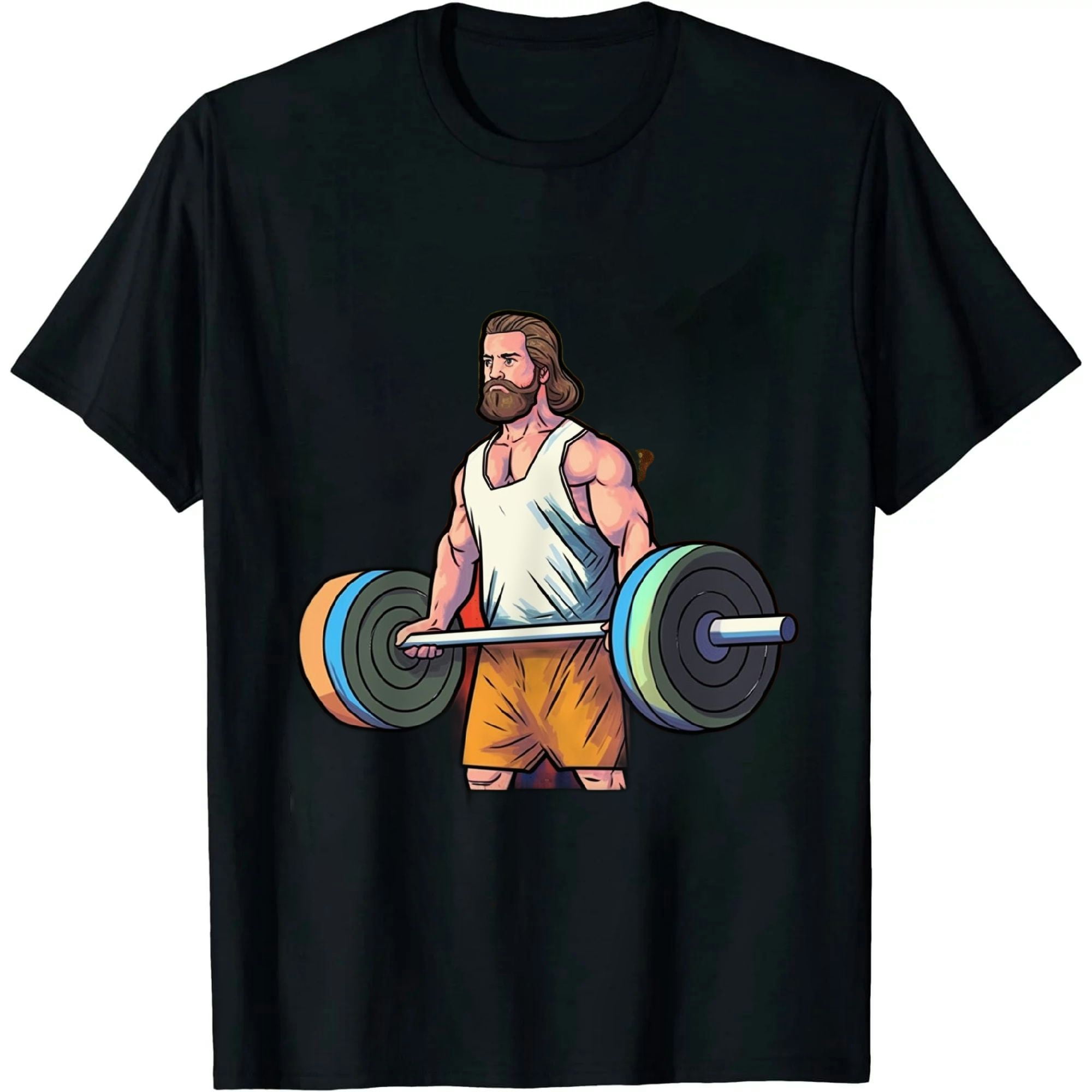 COMIO Vintage Jesus The Ultimate Deadlifter Funny Christian Gym T-Shirt ...