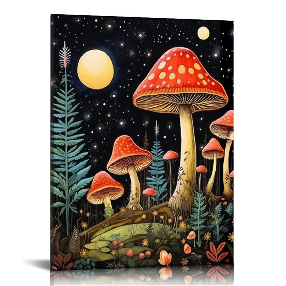 COMIO Vintage Mushroom Poster - Mushroom Wall Decor, Retro Mushroom ...