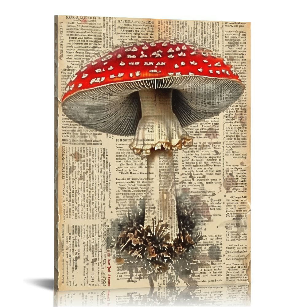 COMIO Vintage Mushroom Poster - Mushroom Wall Decor, Retro Mushroom ...
