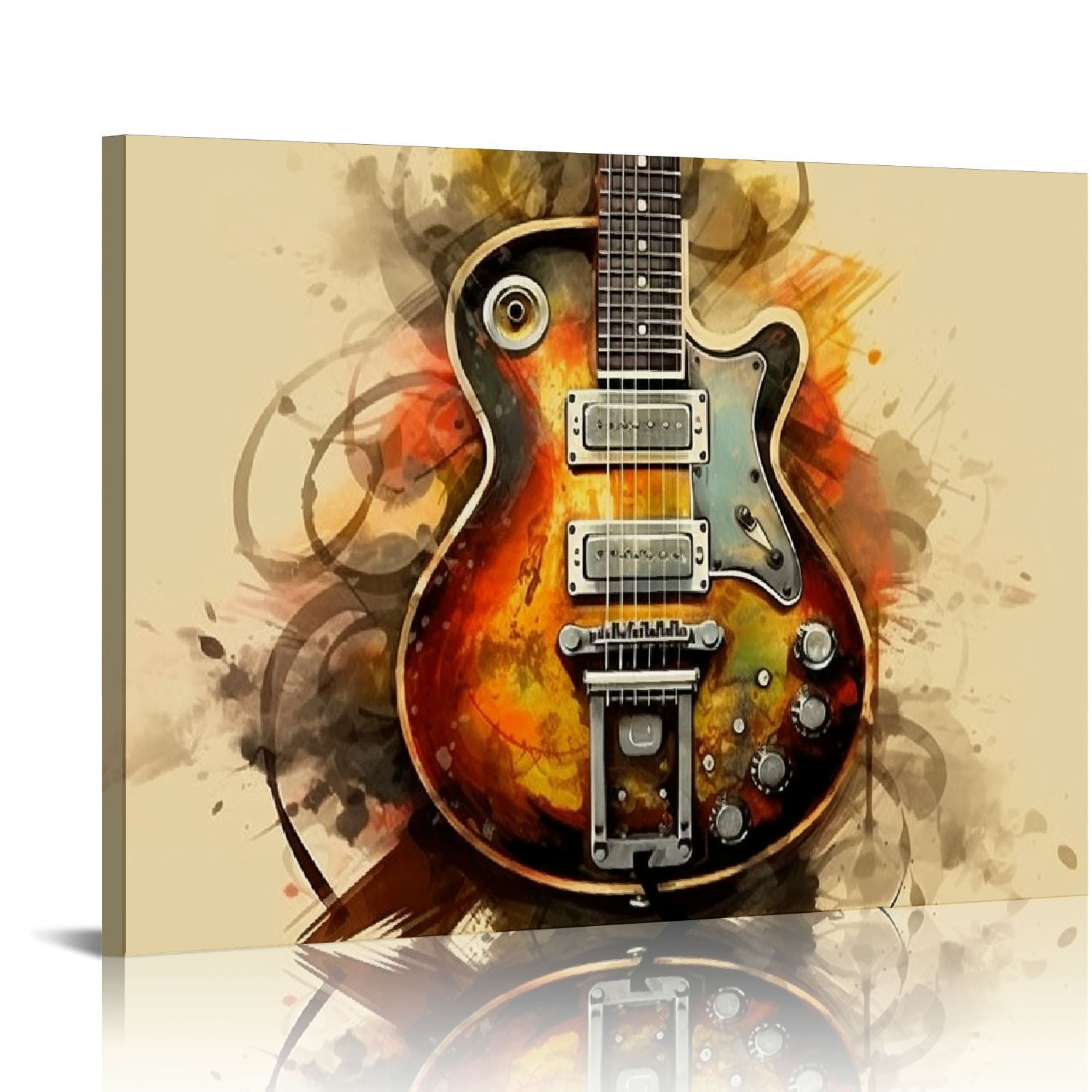 MLJA Vintage Music Canvas Art Design Guitar Wall Art Print Unique Music ...