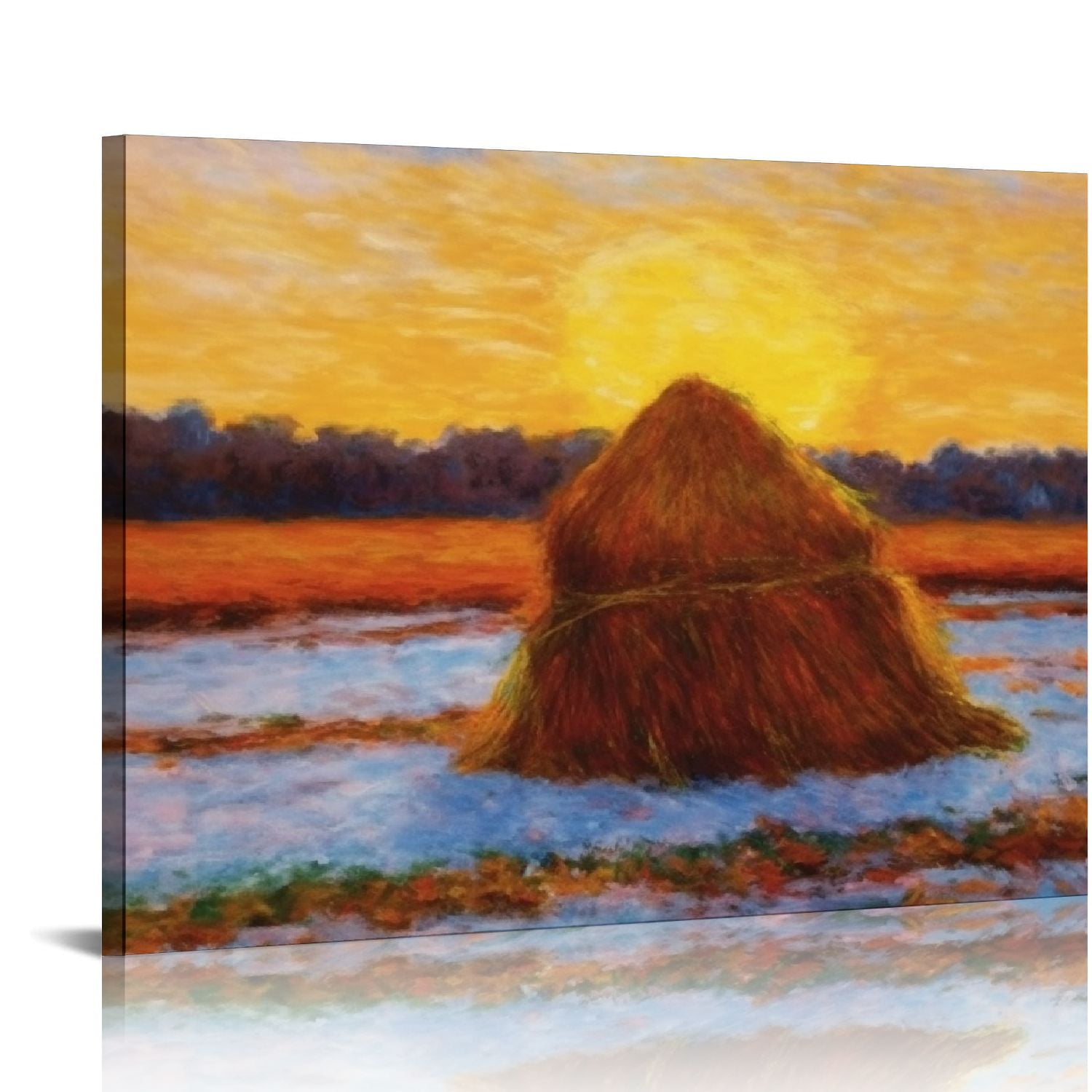 COMIO Vintage No Frame Canvas Art Print Claude Monet - Grainstack, Thaw ...