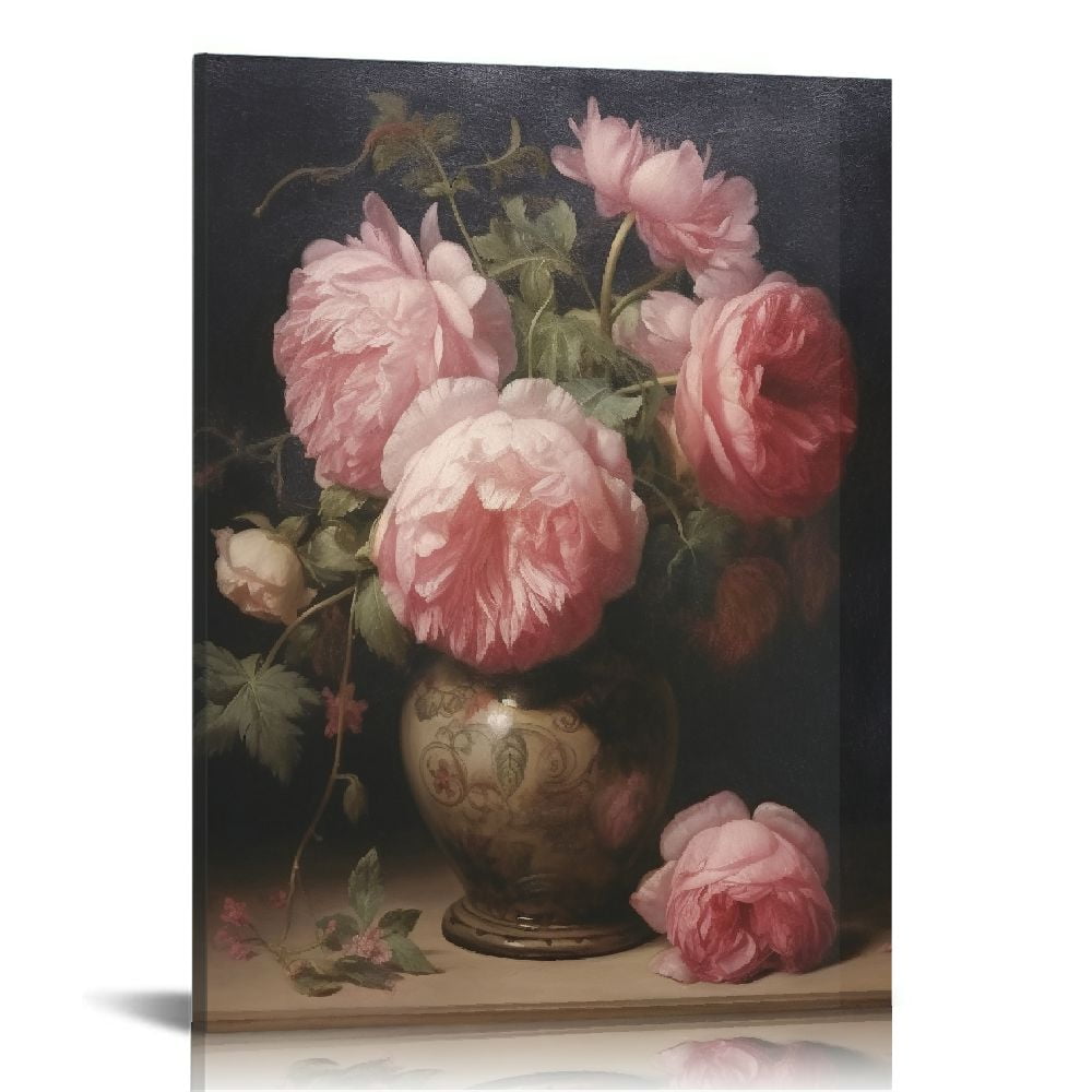 COMIO Vintage Peony Oil Painting Famous Art Botanical Flower Canvas ...
