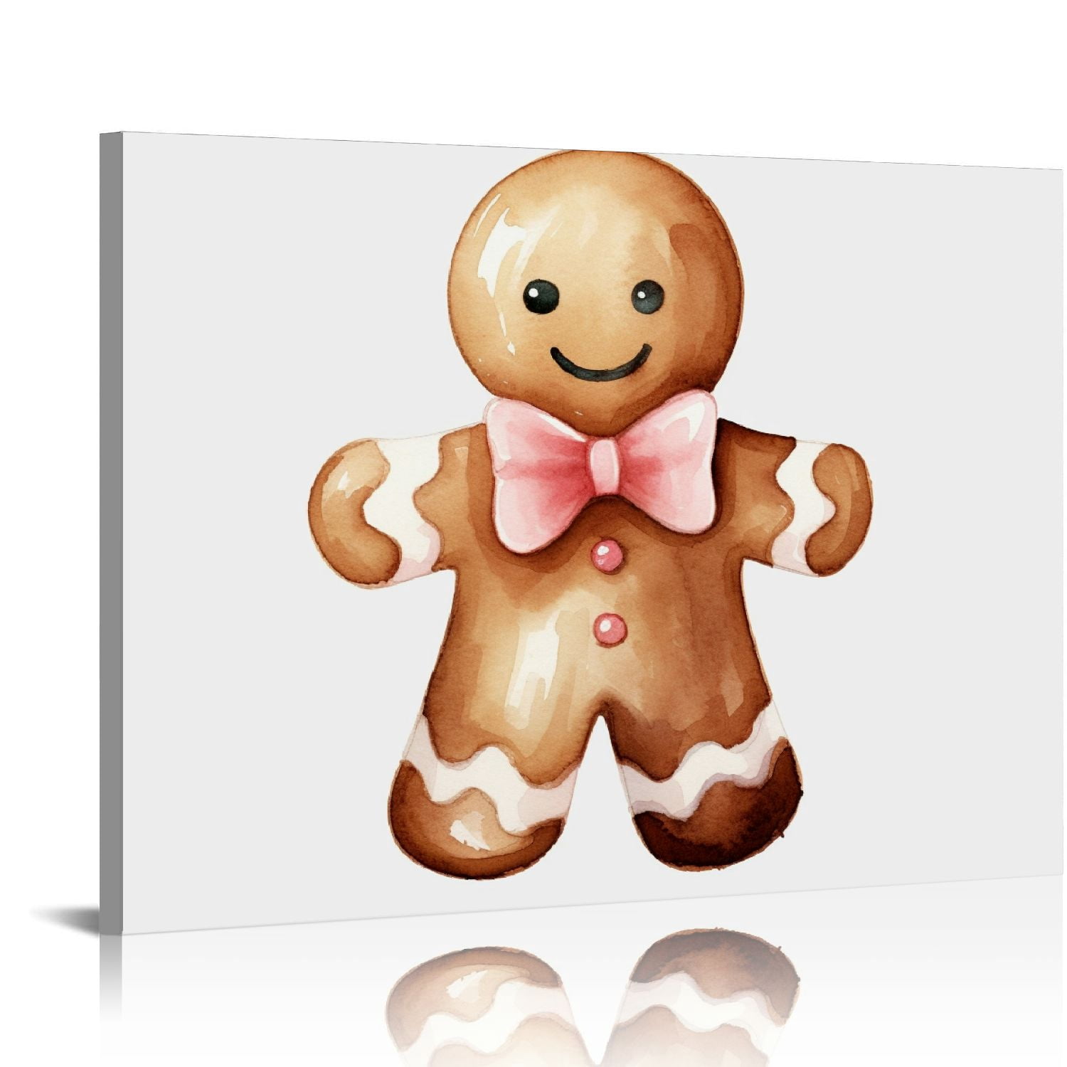 COMIO Vintage Pink Christmas Gingerbread Man Print,Xmas Oil Painting ...