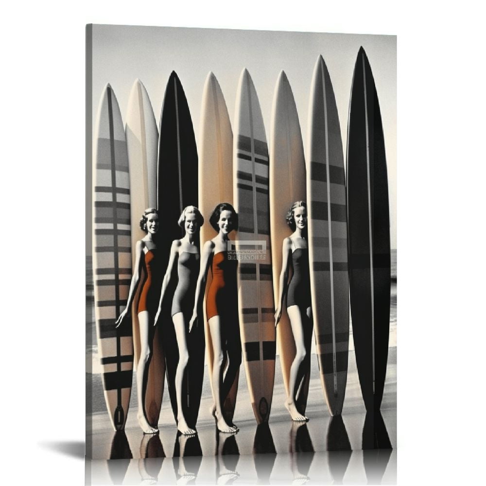 COMIO Vintage Posters Surfing Women Photo Surfer Girls Poster Canvas ...