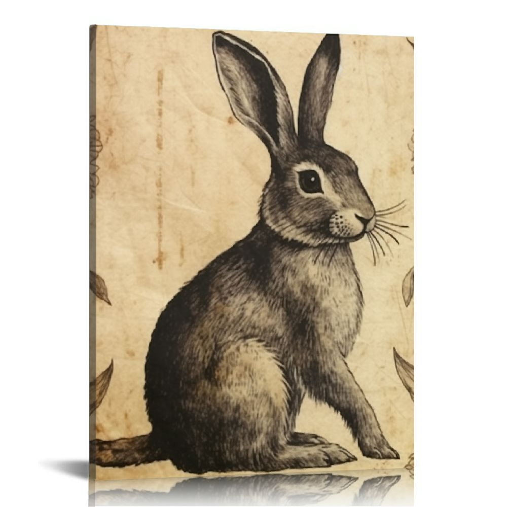 MLJA Vintage Rabbit Wall Art Canvas Rabbit And Feed, Easter Modern ...