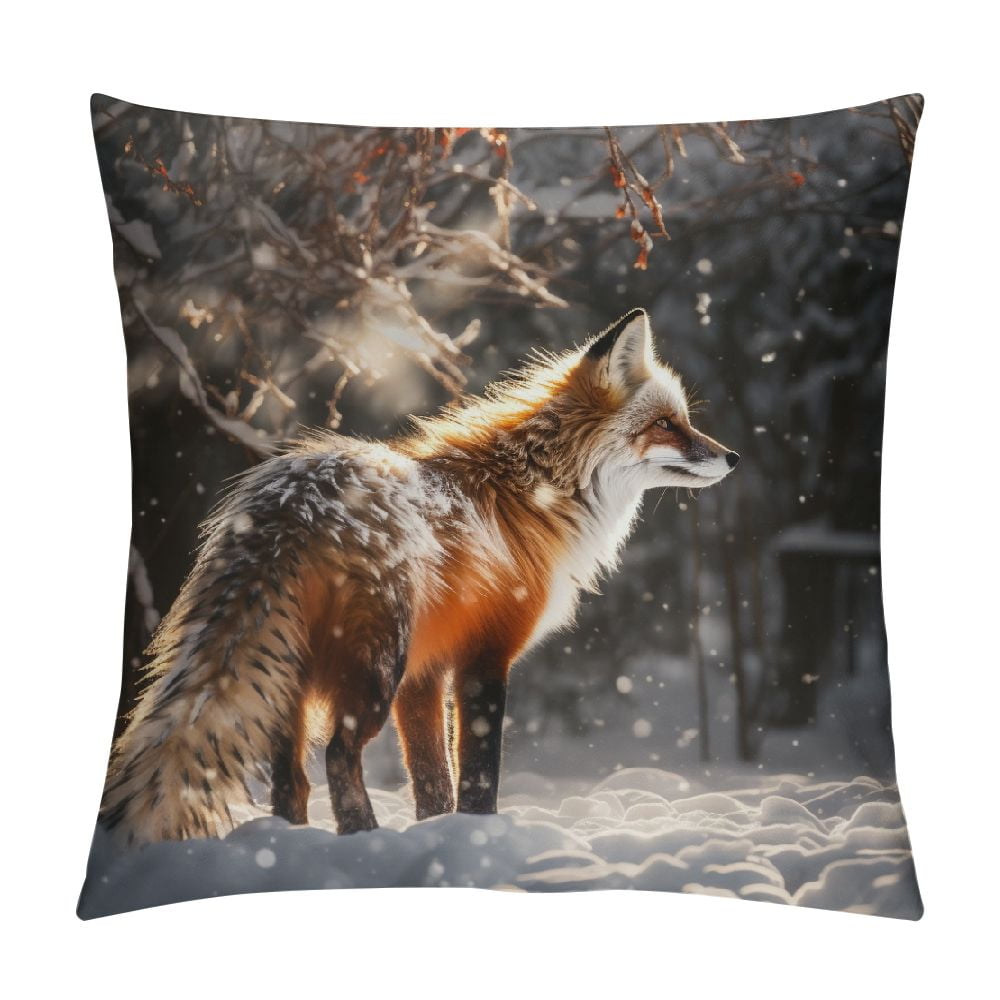 COMIO Vintage Red Fox Throw Pillow Covers Lovely Animal Decorative ...