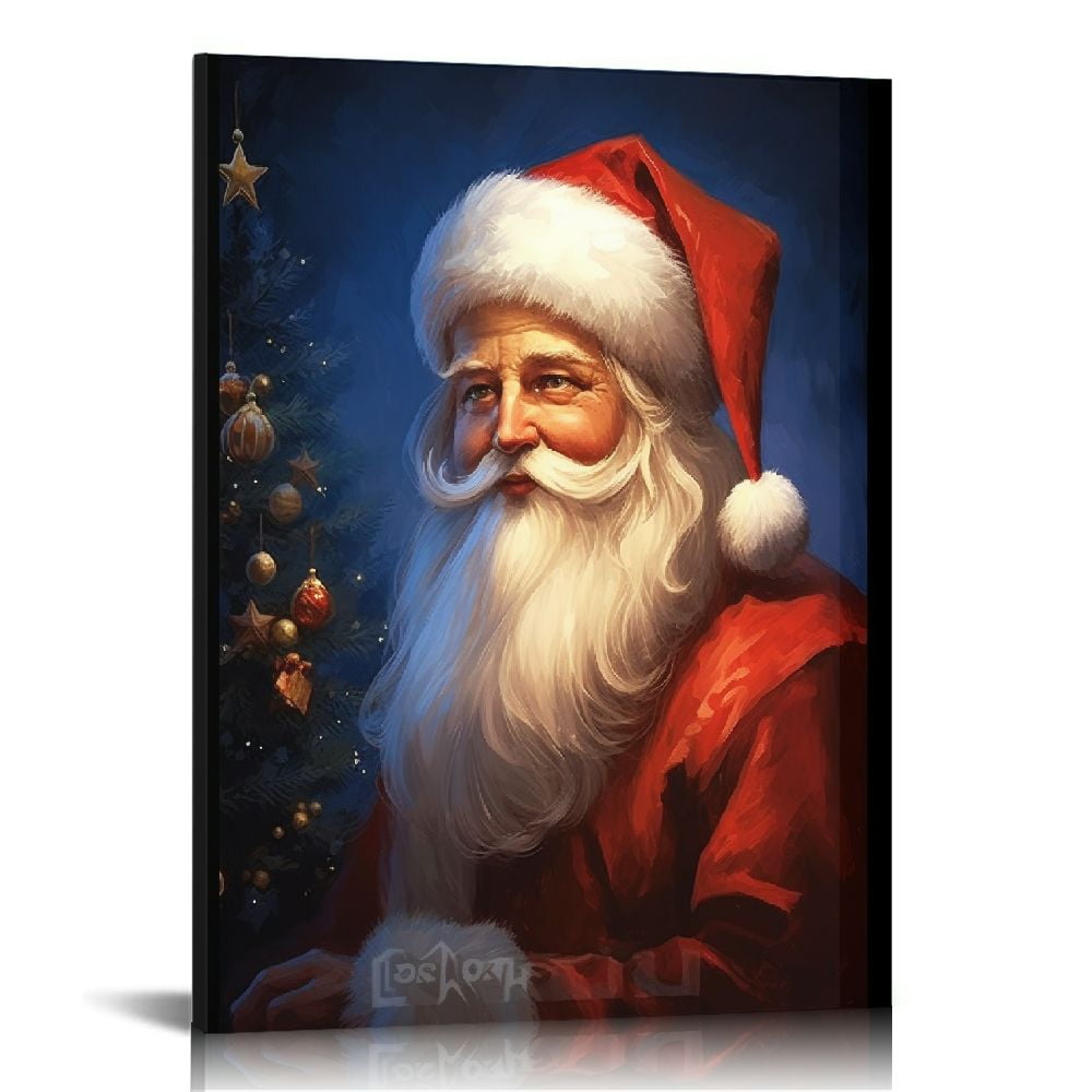 COMIO Vintage Santa Claus Wall Art Winter Christmas Poster Picture Wall Decor Santa Claus ...