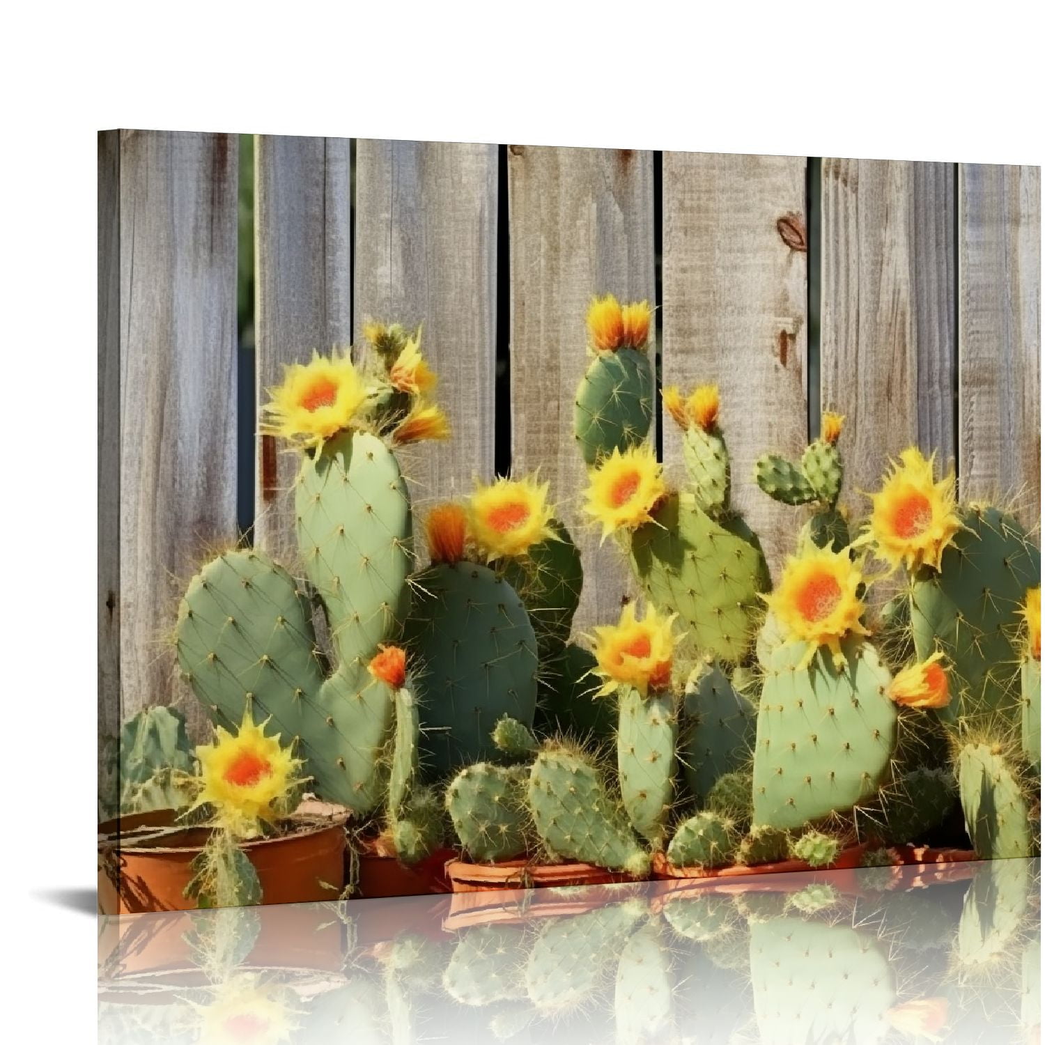 COMIO Vintage Succulent Cactus Painting Decor Wall Art Tropical Green ...