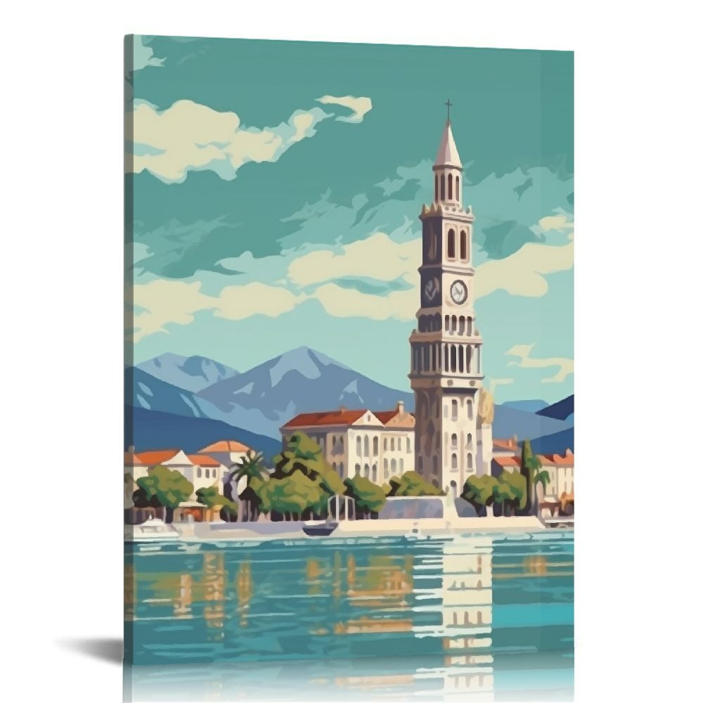 COMIO Vintage Travel Poster,Split Croatia Canvas Art Poster Picture ...