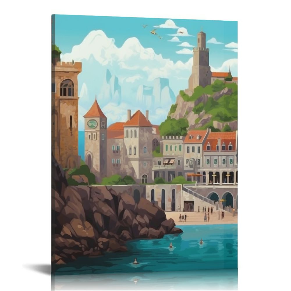 COMIO Vintage Travel Posters Minceta Fortress Wall Art Picture Print ...