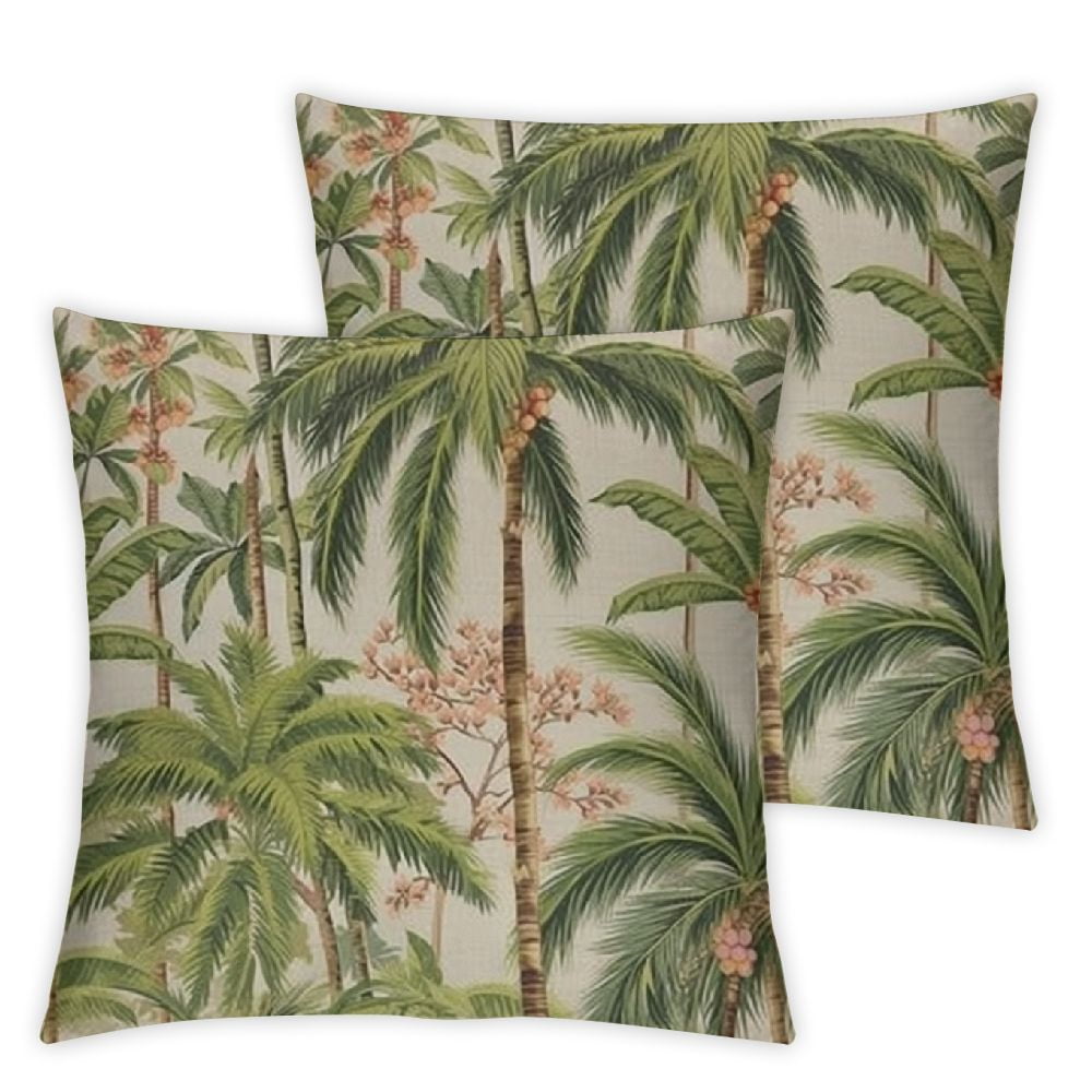 COMIO Vintage Tropical Palm Trees Pillow Cover 2pcs Decorative Throw ...