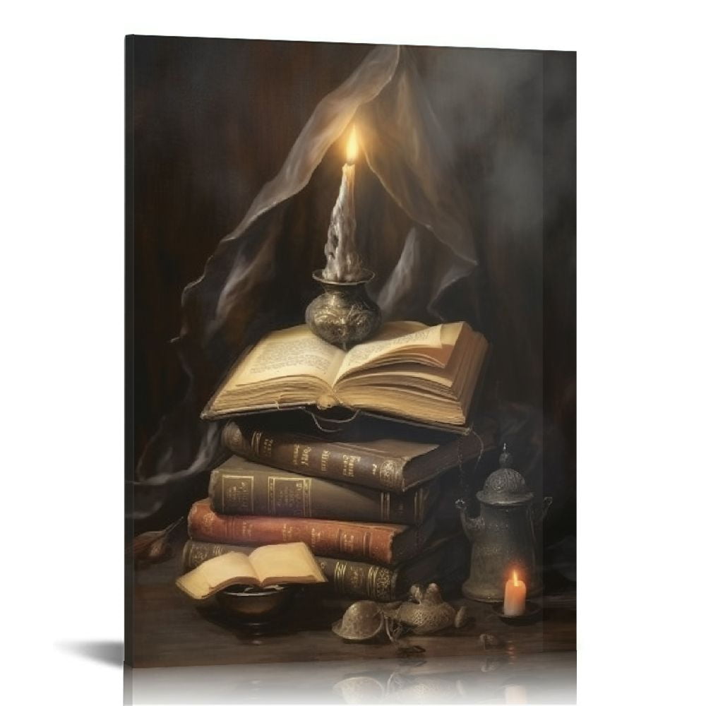 MLJA Gothic Magic World Canvas Wall Art, Black Magic Book Aesthetics ...