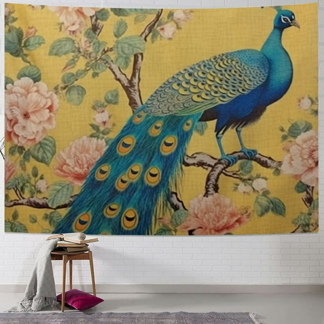 COMIO Vintage Watercolor Peacock Tapestry for Living Room Bedroom Dorm ...