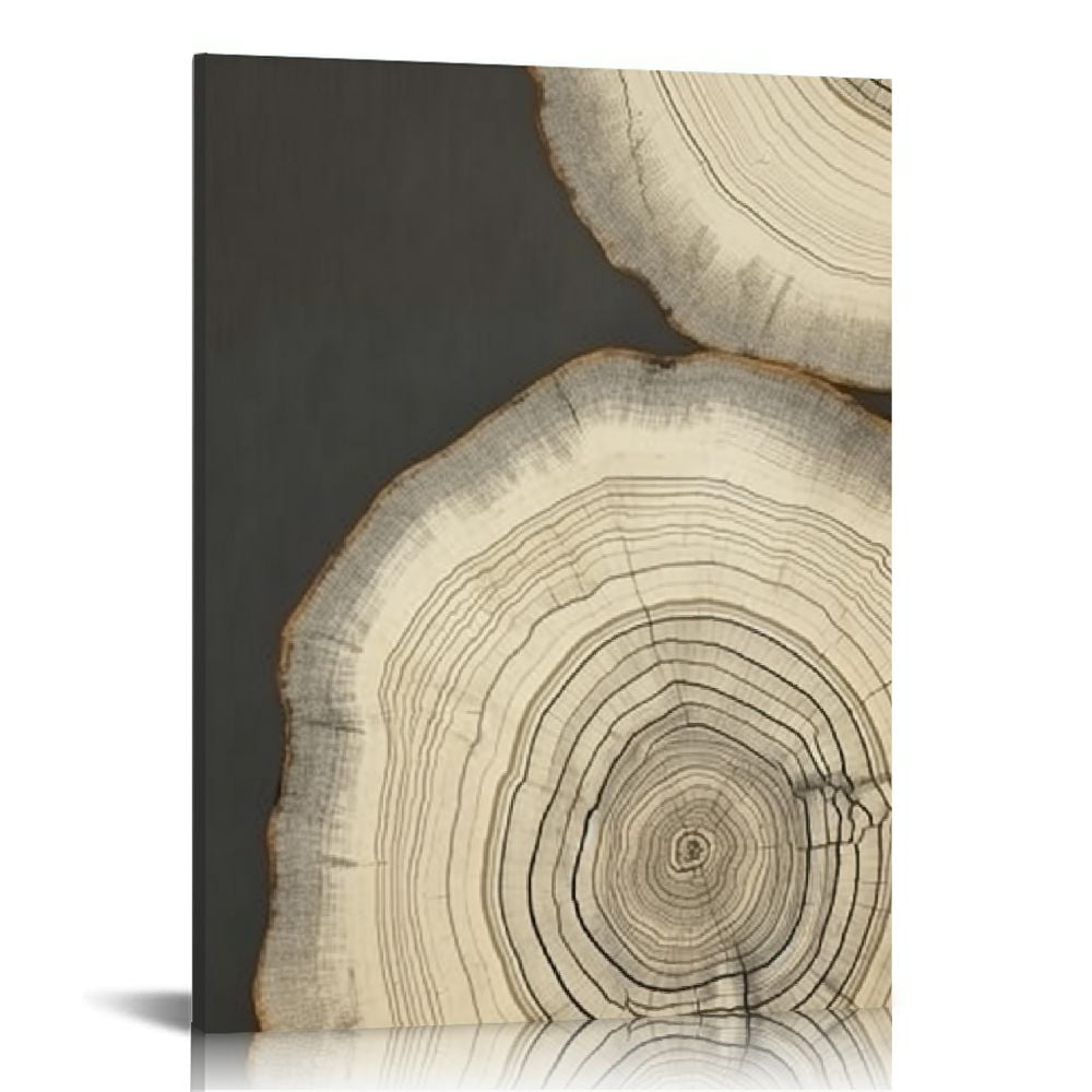 COMIO Vintage Wood Tree Ring Canvas Wall Art Abstract Nature Wilderness ...
