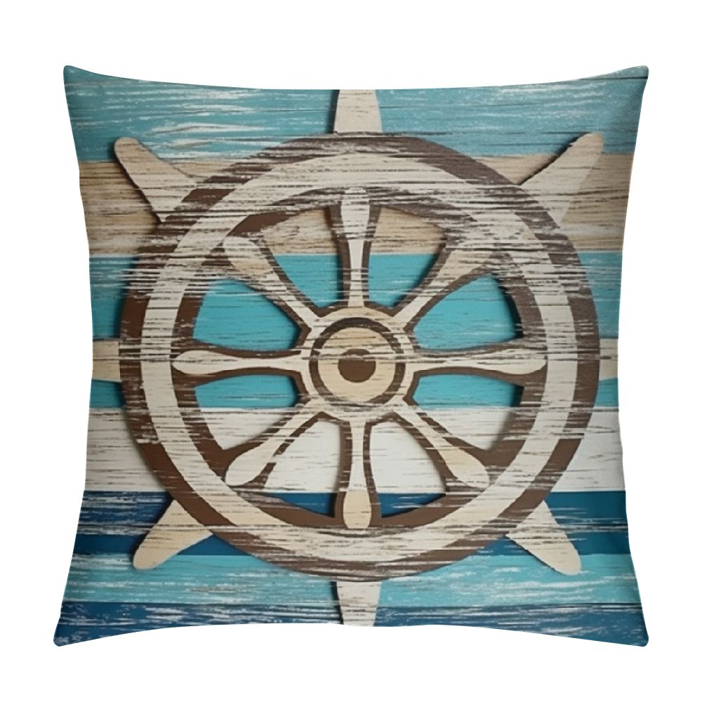 MLJA Vintage Wooden Board Nautical Ship Wheel Boating Anchor Compass ...