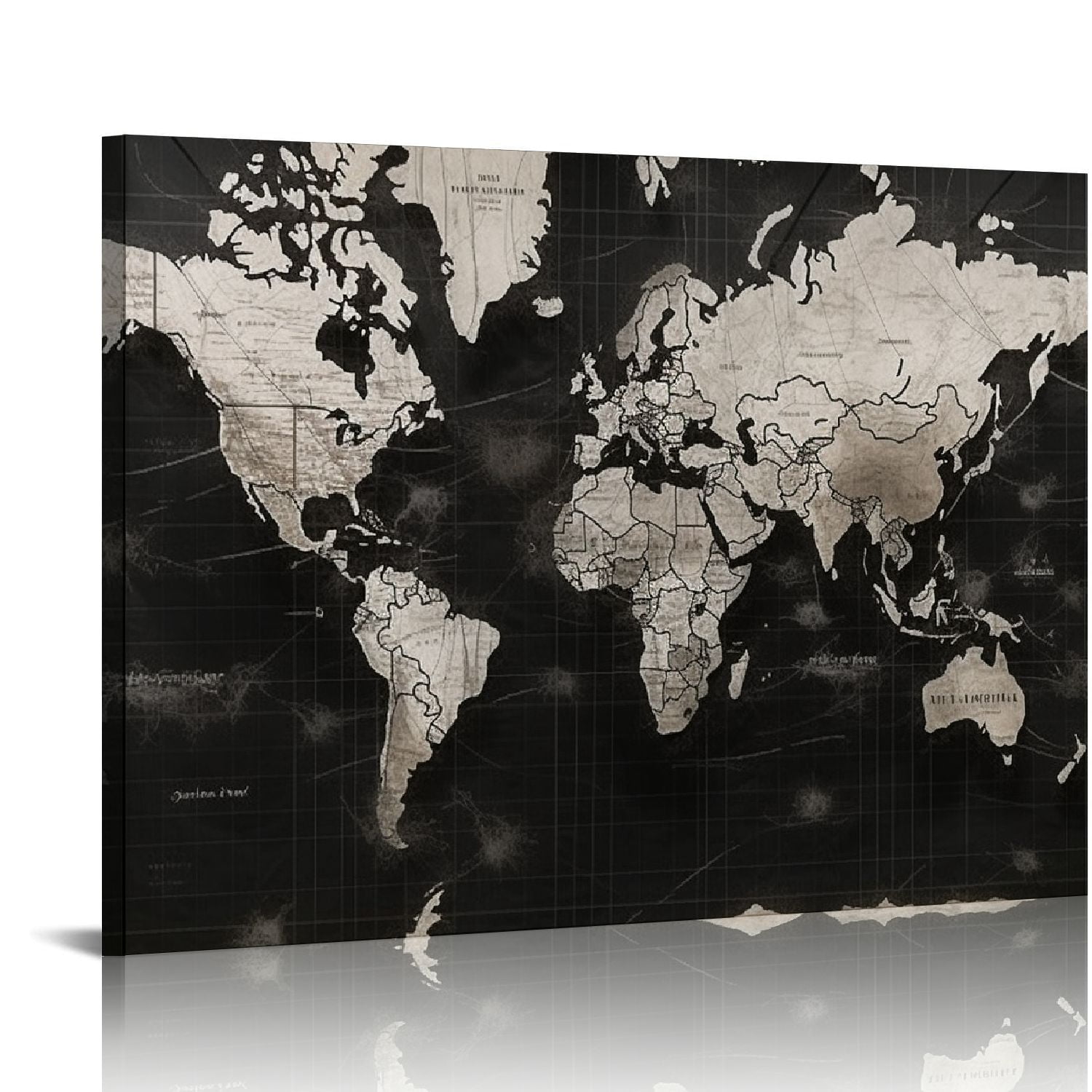 COMIO Vintage World Map Canvas Wall Art Retro Map of The World Canvas ...